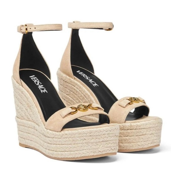 Versace | Shoes | Versace Medusa 95 2 Coin Suede Leather Espadrilles ...